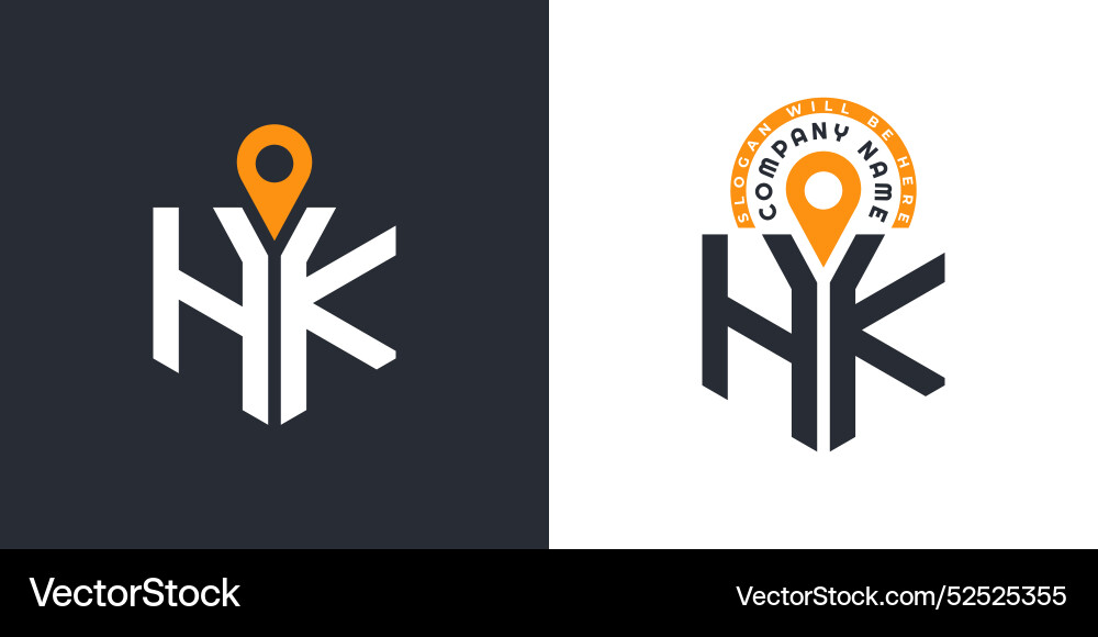Hk location logo bundle letter dual icons Vector Image