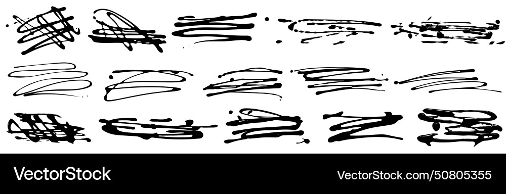 Set of underline hand drawn paint template Vector Image