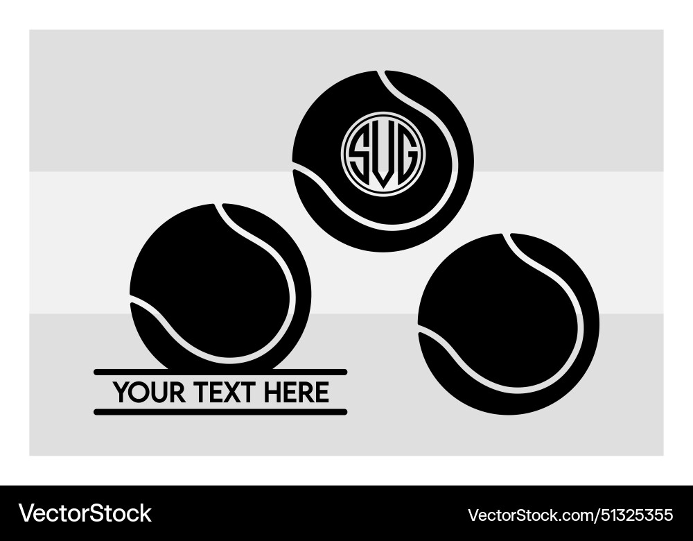 Tennis ball svg silhouette monogram Royalty Free Vector