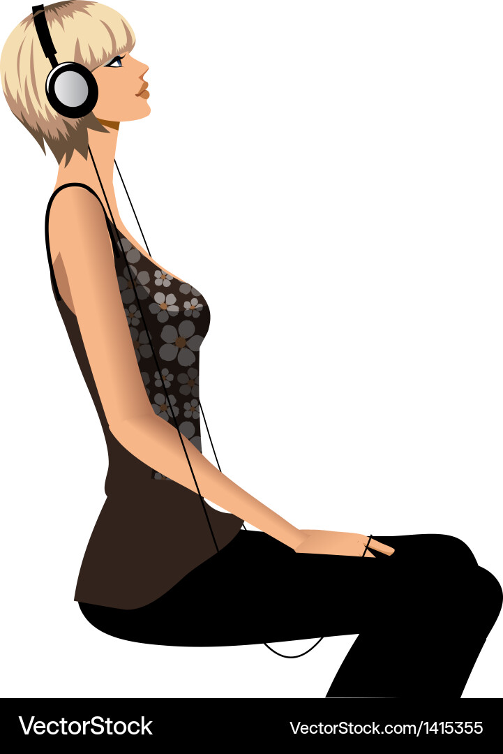 Woman with headphones Royalty Free Vector Image