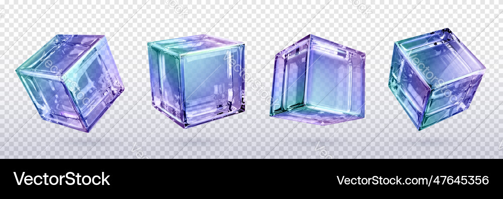 3d crystal light holographic glass cube Royalty Free Vector