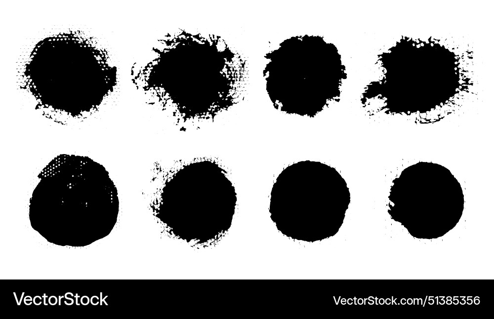 Brush strokes set of round text boxes Royalty Free Vector