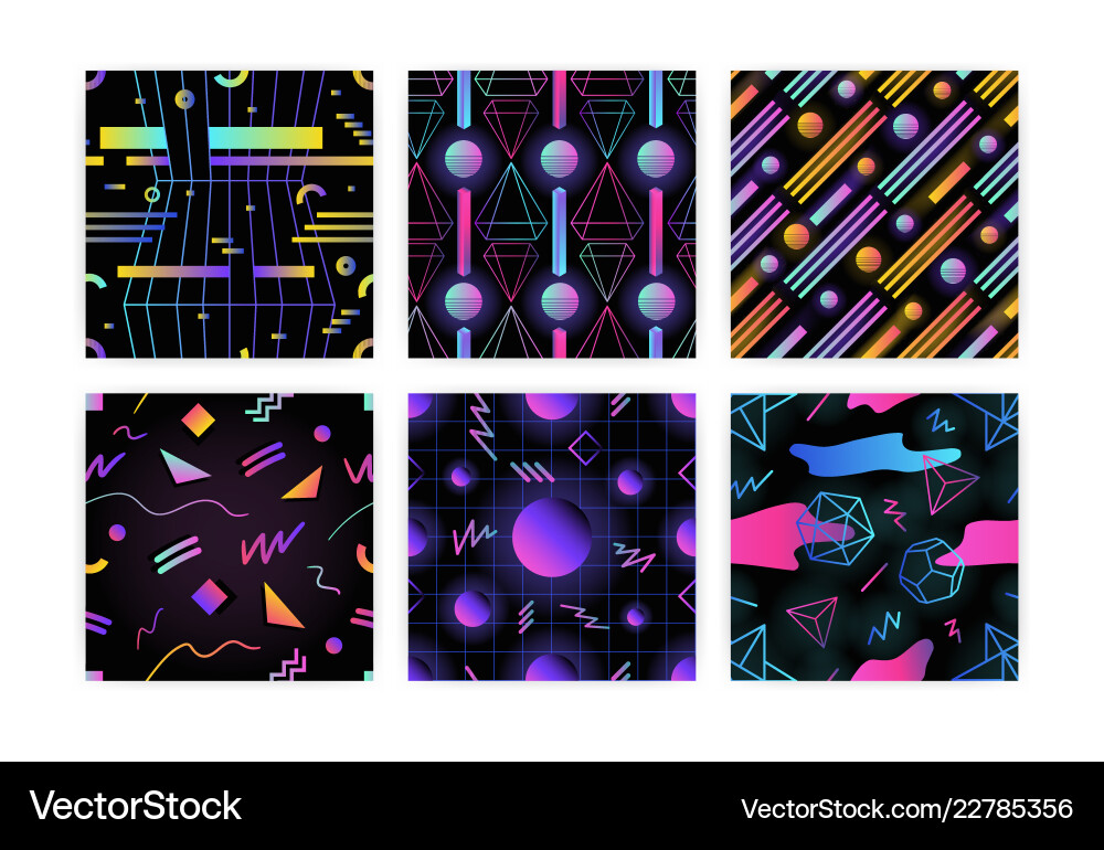 Bundle retro futuristic seamless pattern Vector Image