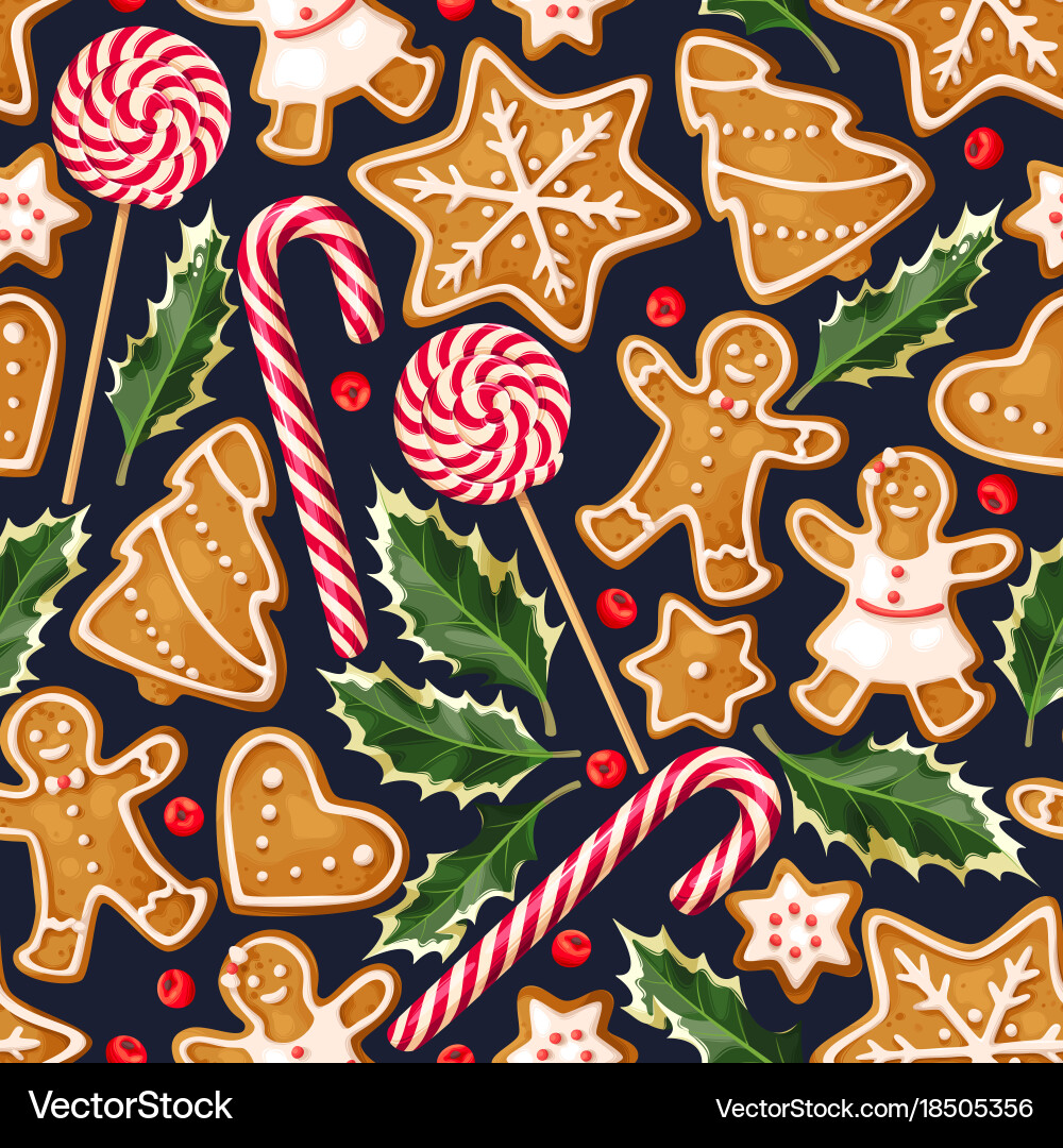 Gingerbread Winter Patterns Royalty Free Vector Image