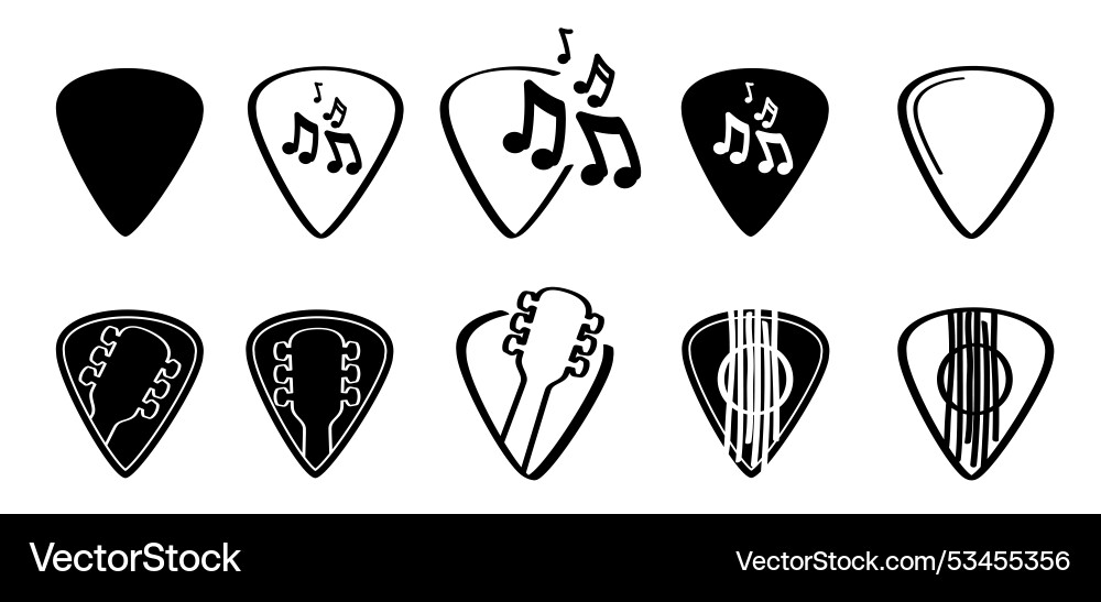 Guitar picks or plectrum witns music notes Vector Image