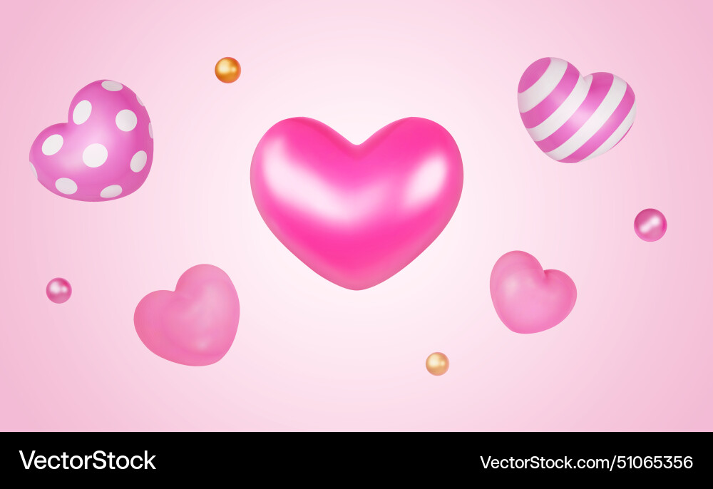 Heart and round shaped balloons Royalty Free Vector Image