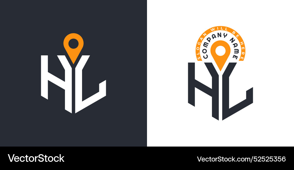 Hl location logo bundle letter dual icons Vector Image