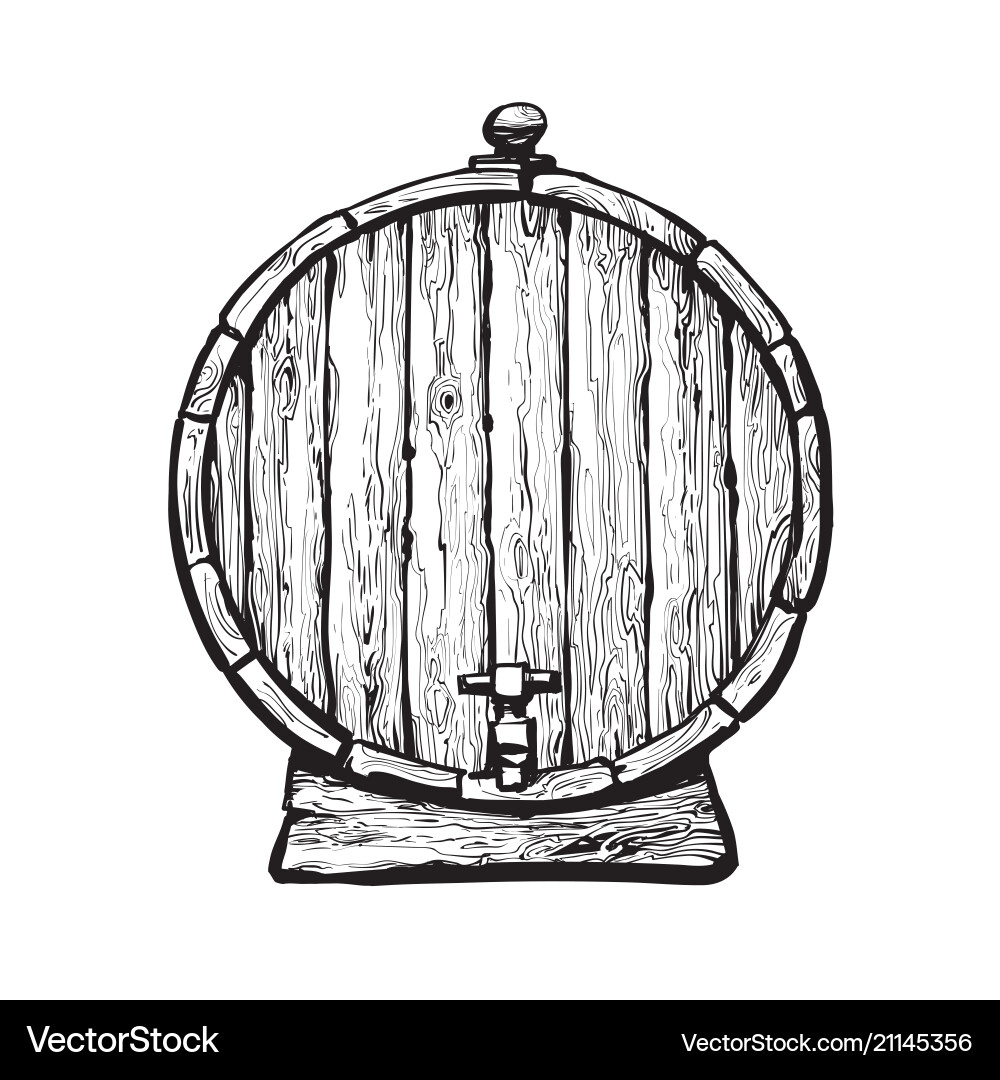 Old wooden barrel with tap Royalty Free Vector Image
