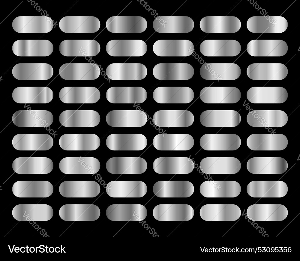 Silver foil metallic texture gradient set Vector Image