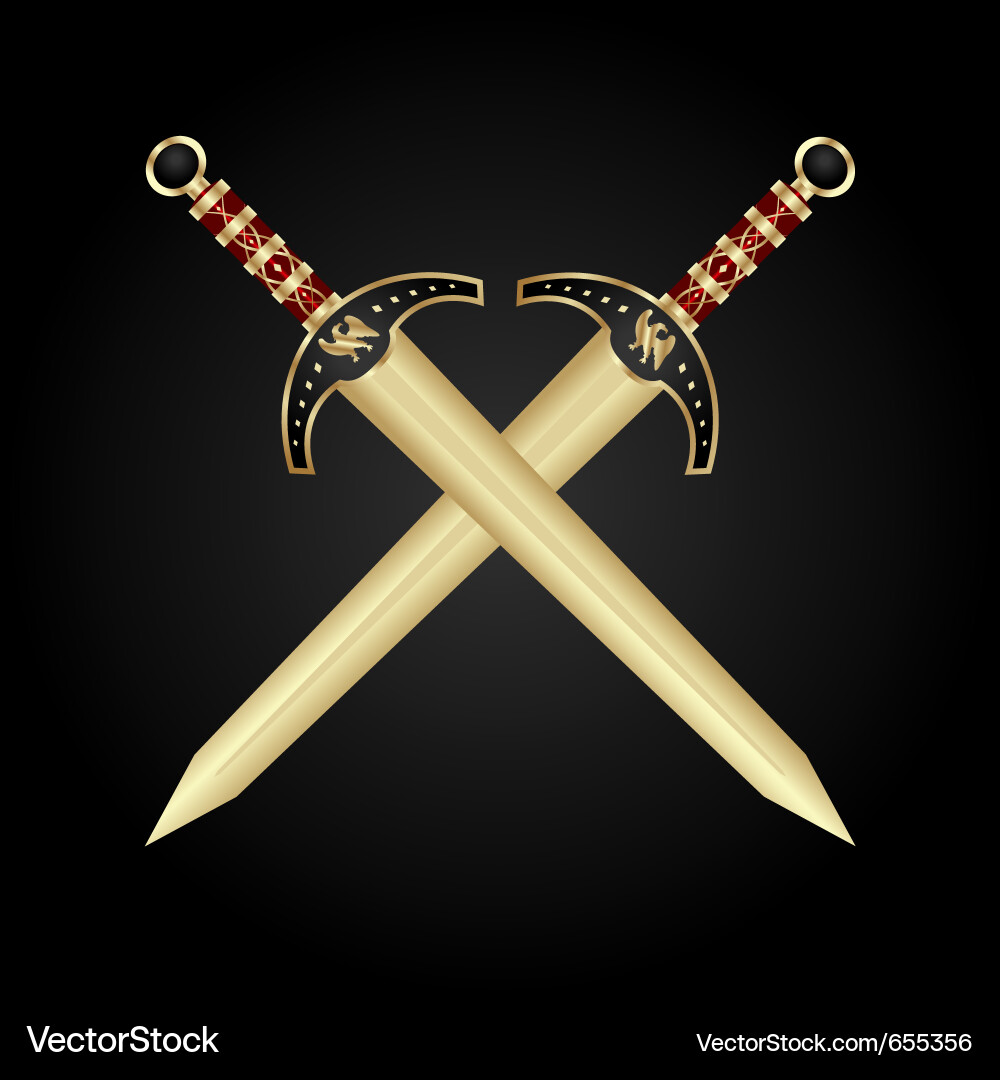 Two medieval swords isolated Royalty Free Vector Image