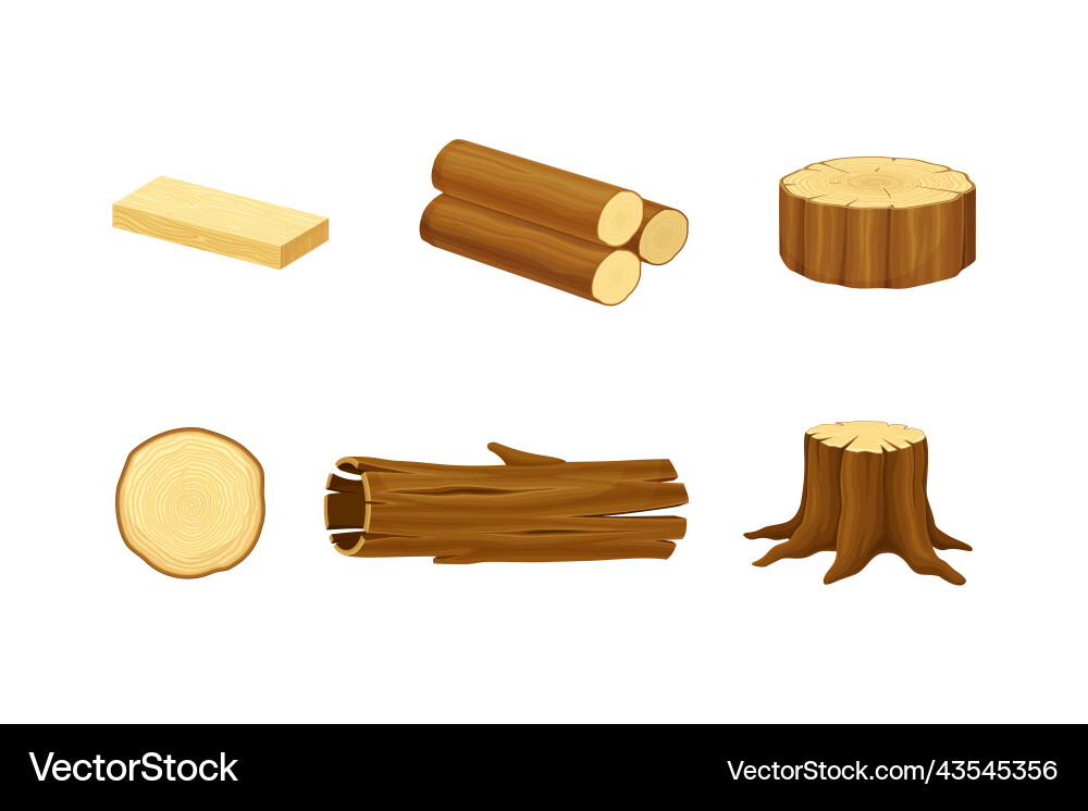 Wood material with log tree stump and plank Vector Image
