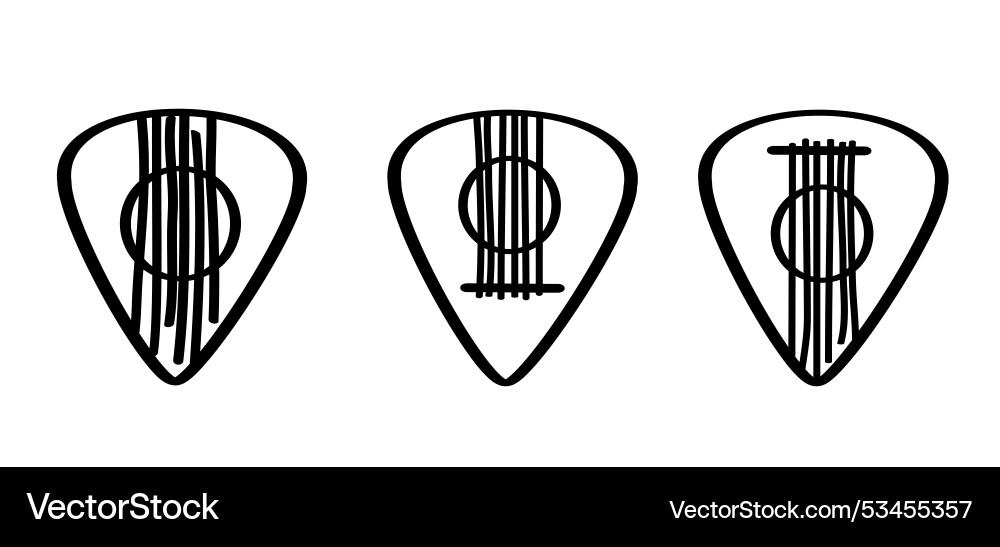 Cartoon guitar picks or plectrum witns music notes