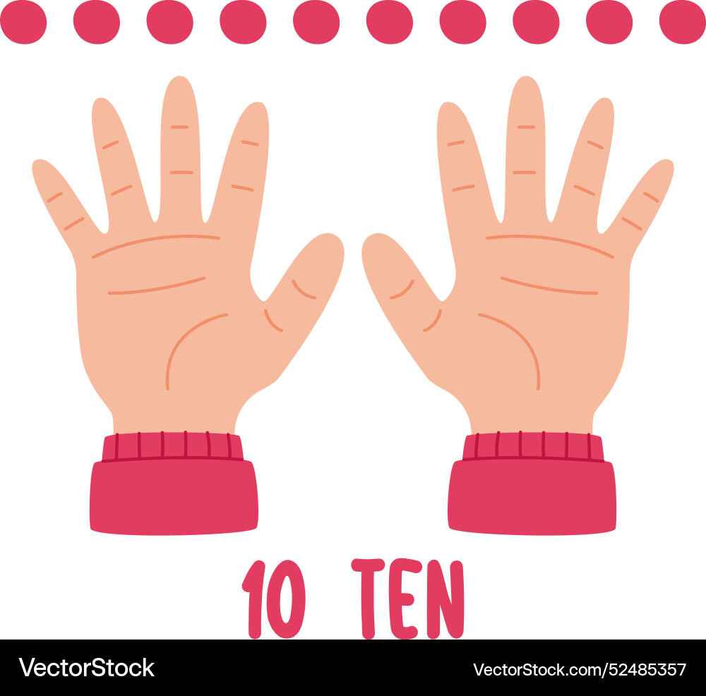 Hand counting ten fingers Royalty Free Vector Image