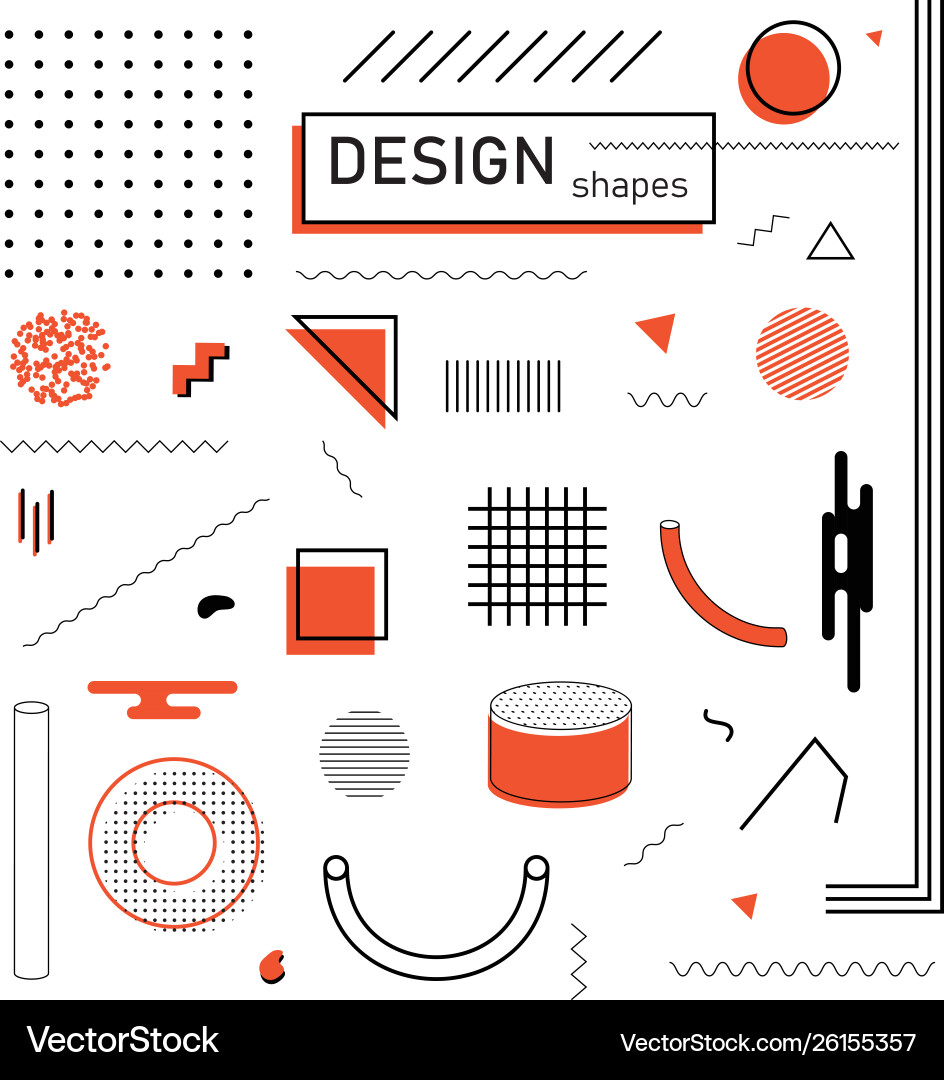 Memphis Style Geometric Shapes Royalty Free Vector Image