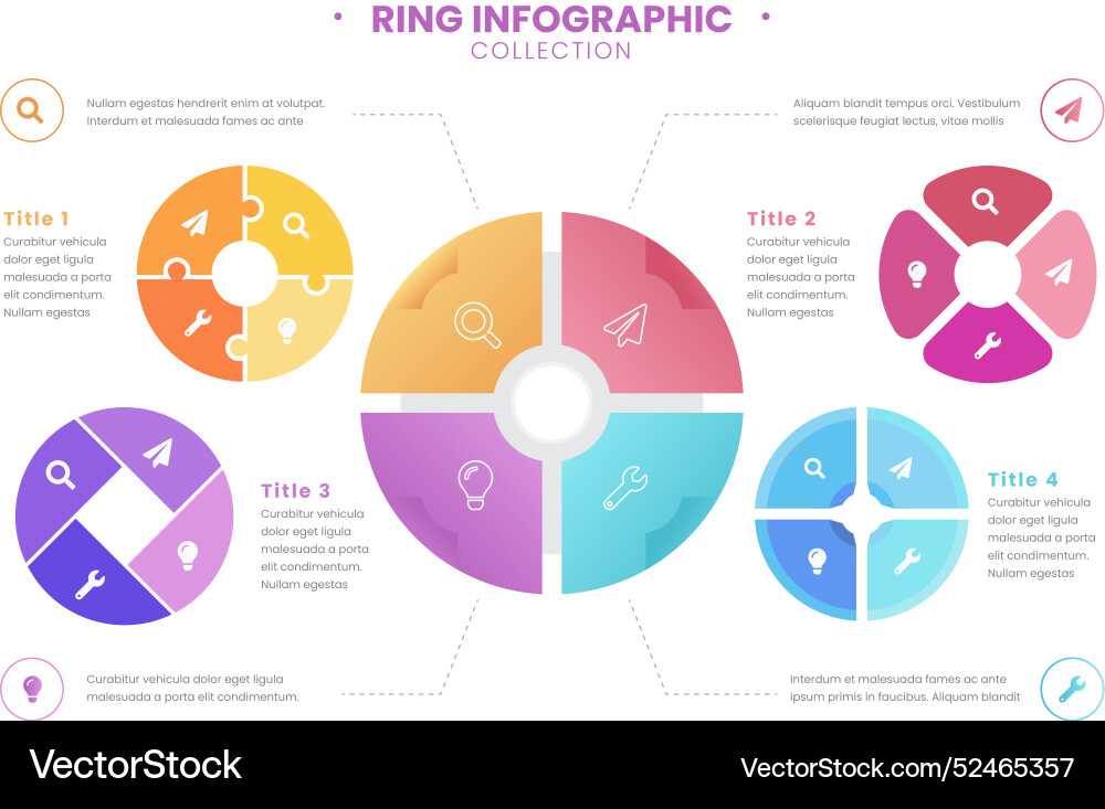 Ring infographic collection Royalty Free Vector Image