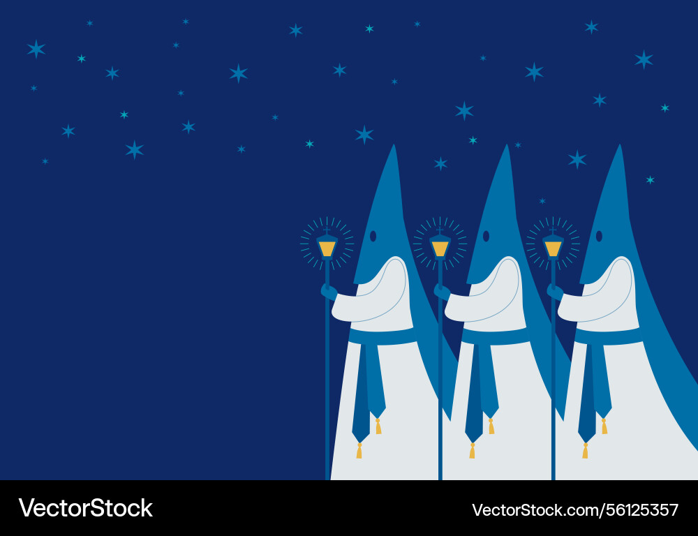 Spanish nazarenos in holy week procession Vector Image