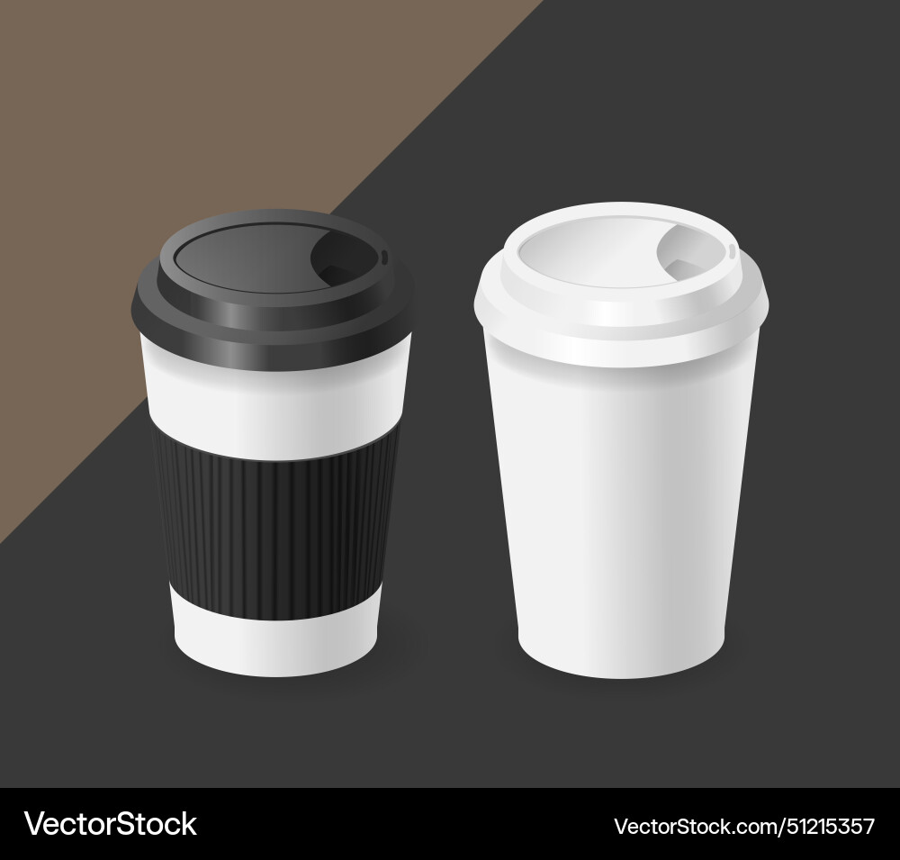 Two disposable coffee cups with lids one Vector Image