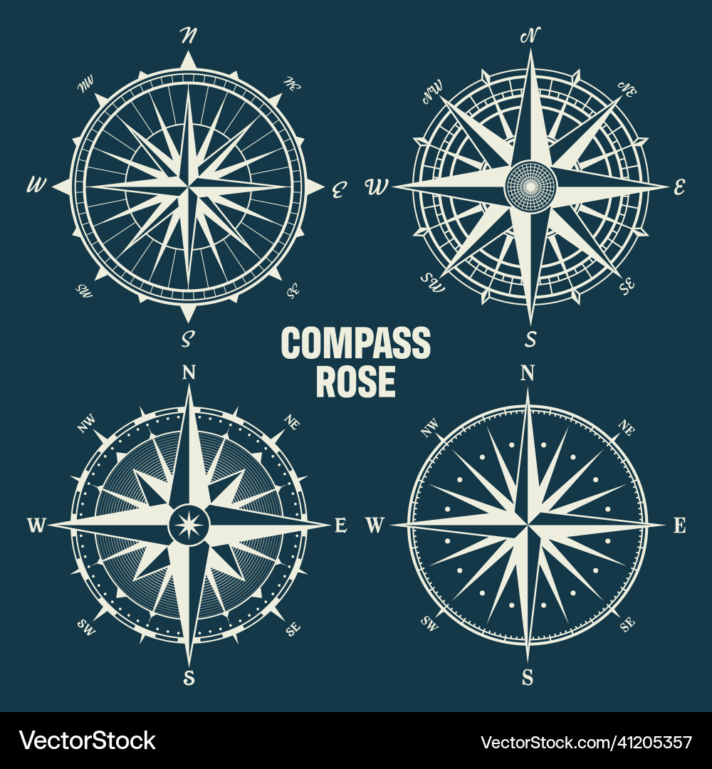Vintage marine wind rose nautical chart Royalty Free Vector