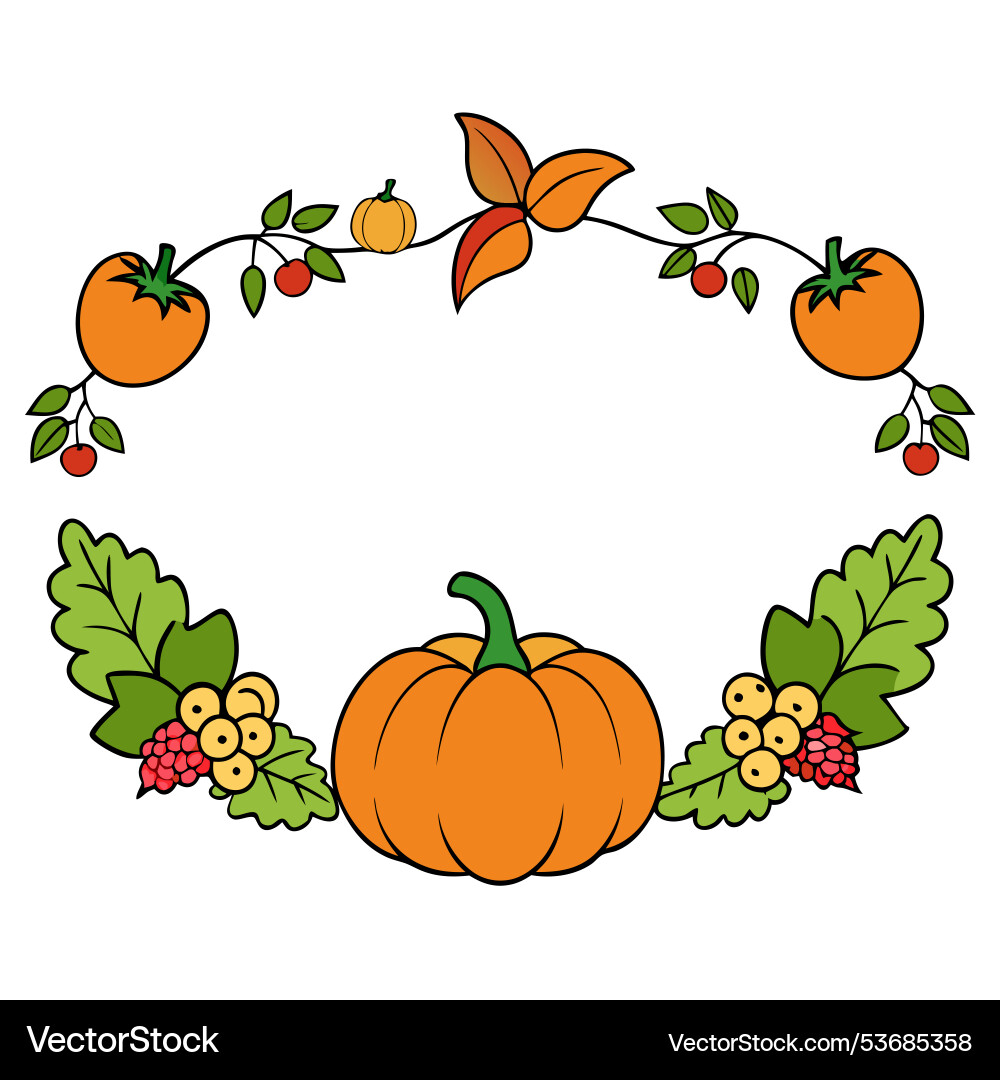 Autumn leaves and pumpkin border frame halloween Vector Image