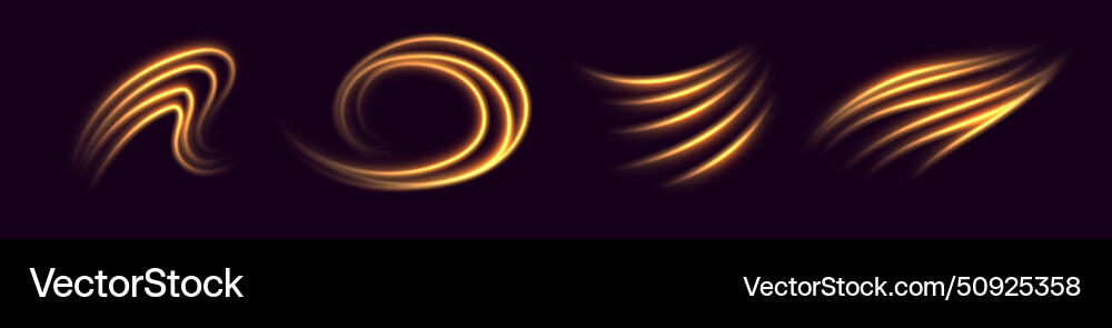 Golden light trails light in motion glowing Vector Image