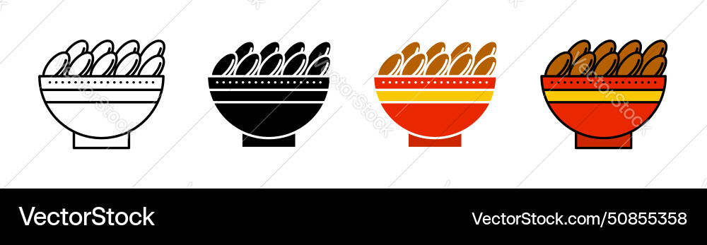 Iftar meal ramadan icon set date plate Royalty Free Vector