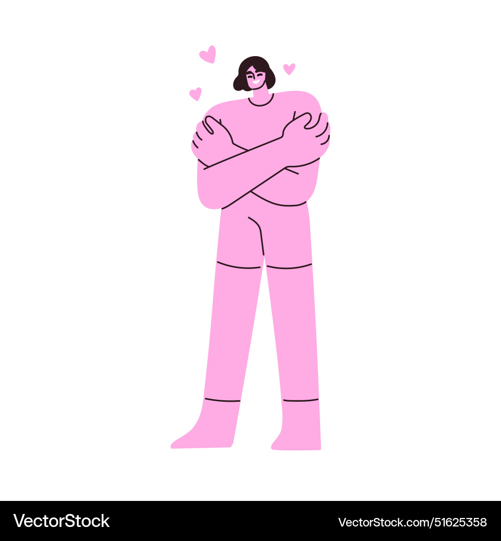 Joyful Woman Self-Embrace Royalty Free Vector Image