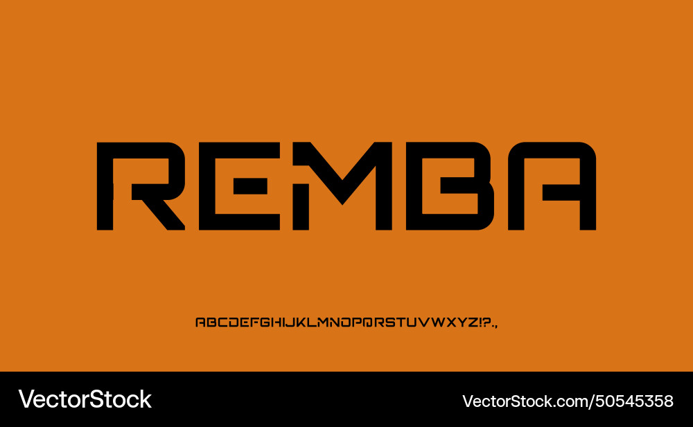 Remba font uppercase futuristic technology Vector Image