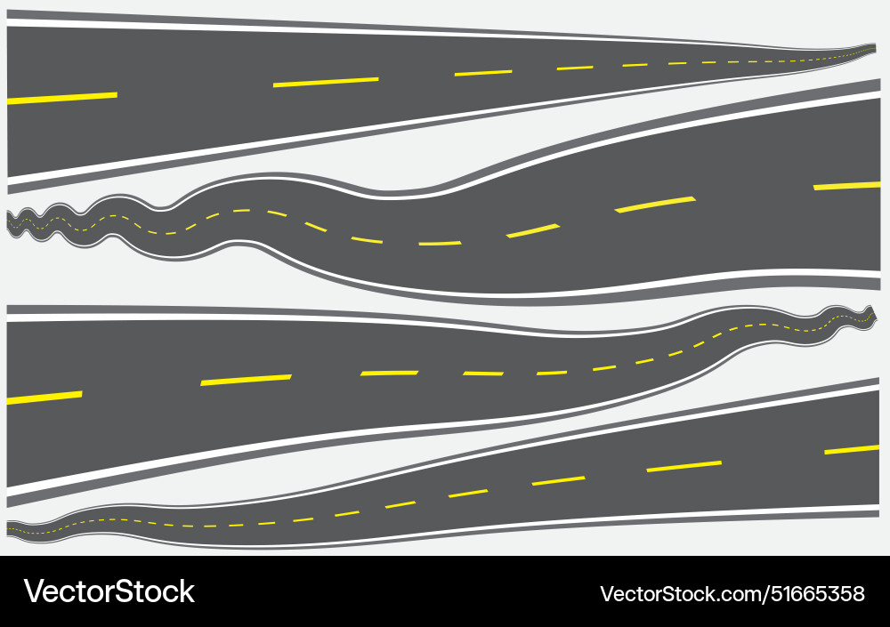 Roads in perspective bended pathway road Vector Image