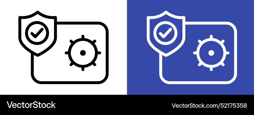 Safe vault box logo sign set outline Royalty Free Vector