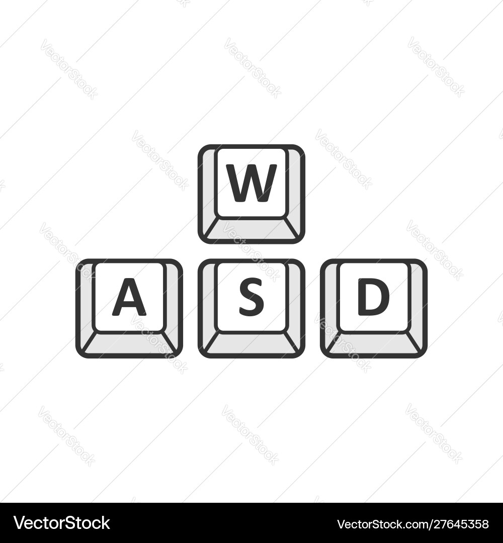 Wasd button icon in flat style keyboard on white Vector Image