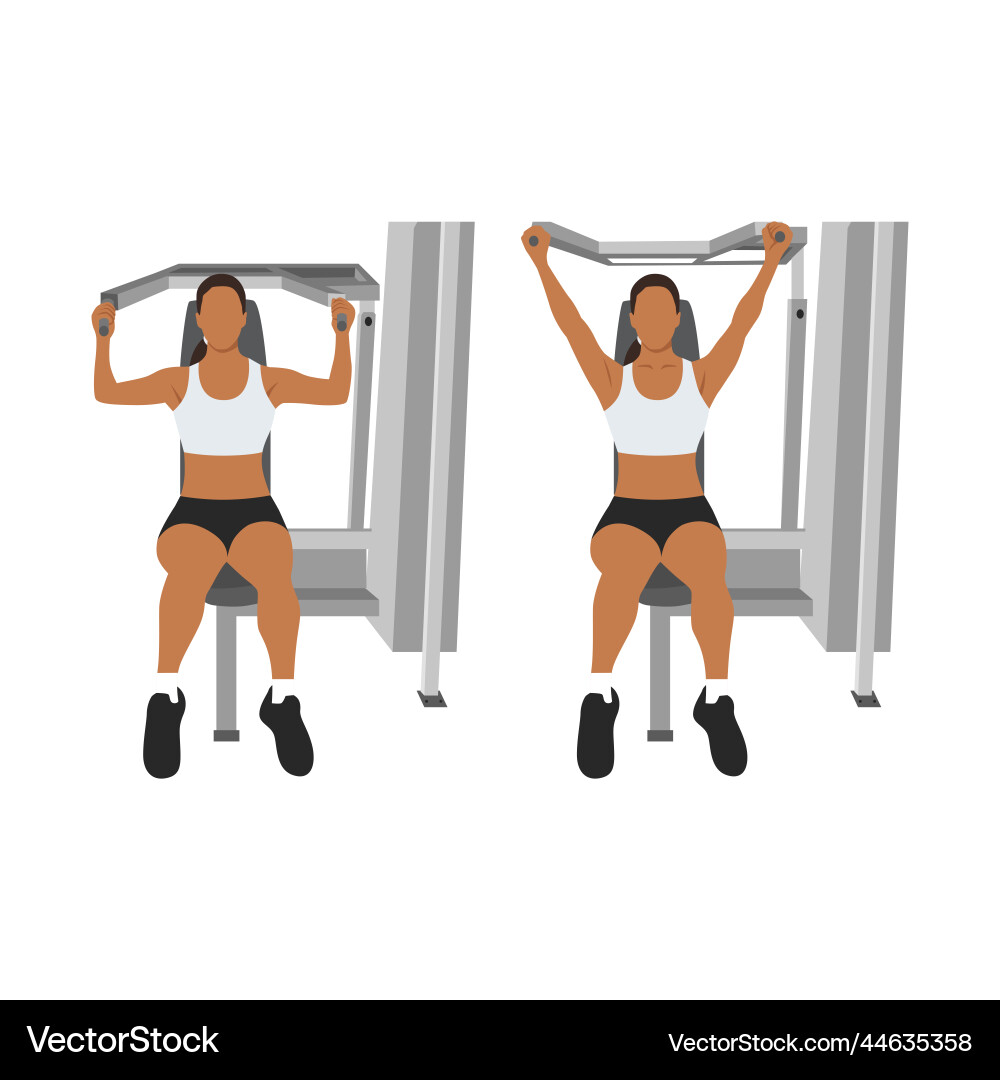 Woman doing a shoulder press exercise on weight Vector Image