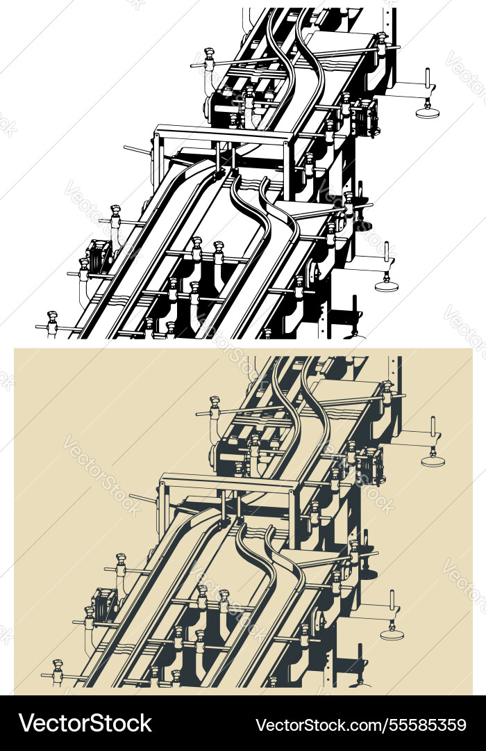 Conveyor production line close-up Royalty Free Vector Image