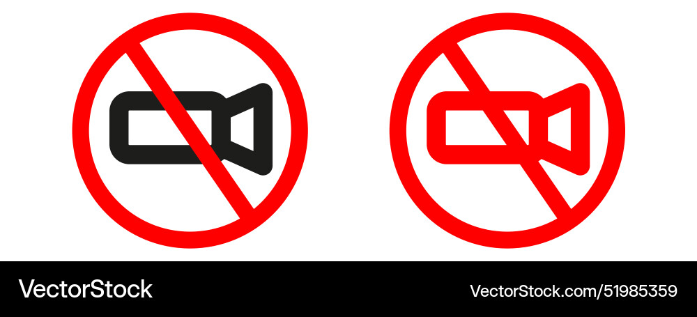 Filming ban indicating no video recording allowed Vector Image