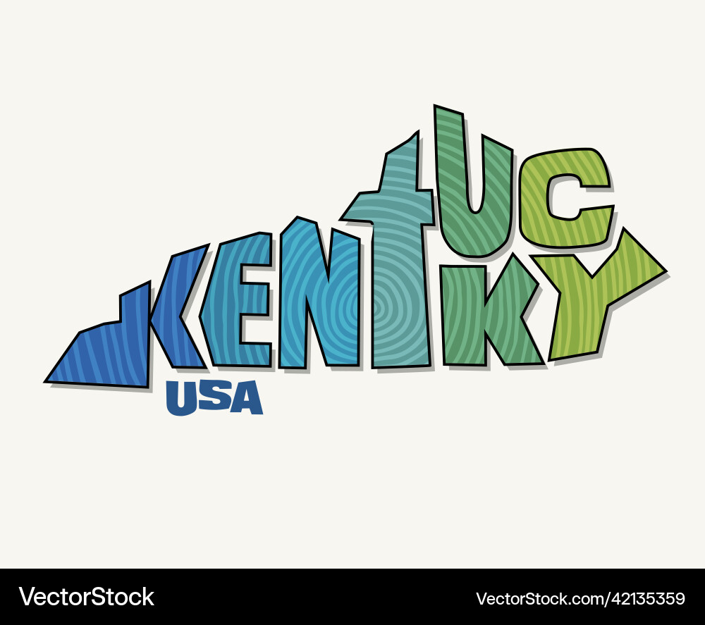 Kentucky with the name distorted into state shape Vector Image