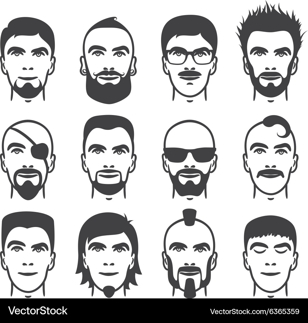 Man faces set Royalty Free Vector Image - VectorStock
