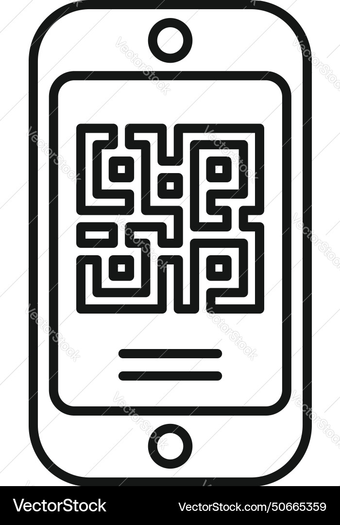 Scan phone qr code icon outline elegant Royalty Free Vector