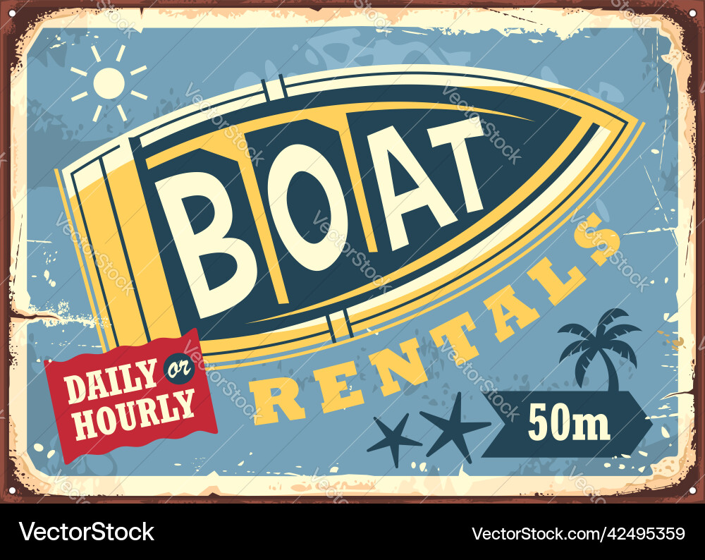 Vintage Boat Rental Sign Royalty Free Vector Image