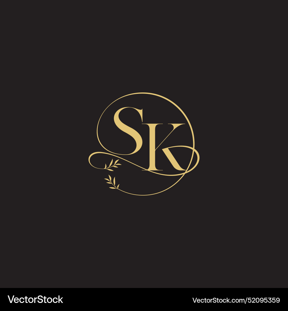 Wedding monogram design circle and organic style Vector Image