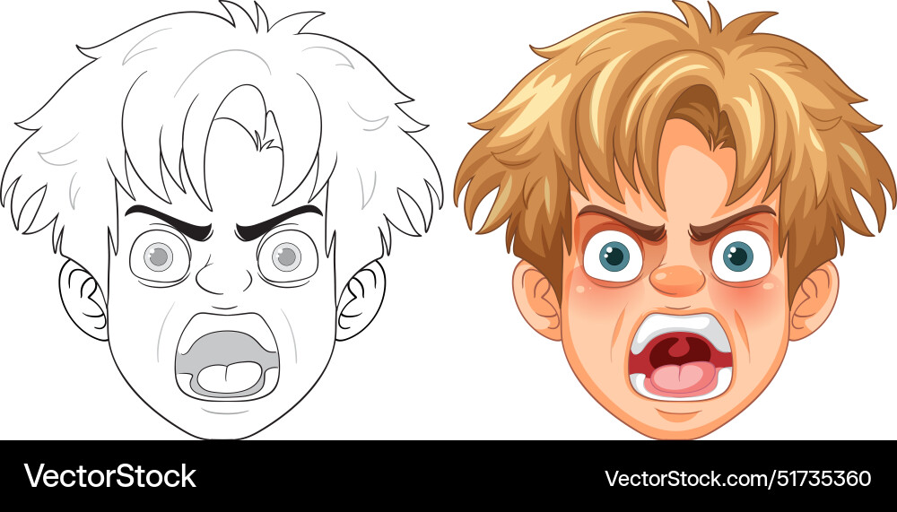 An angry boys face Royalty Free Vector Image - VectorStock