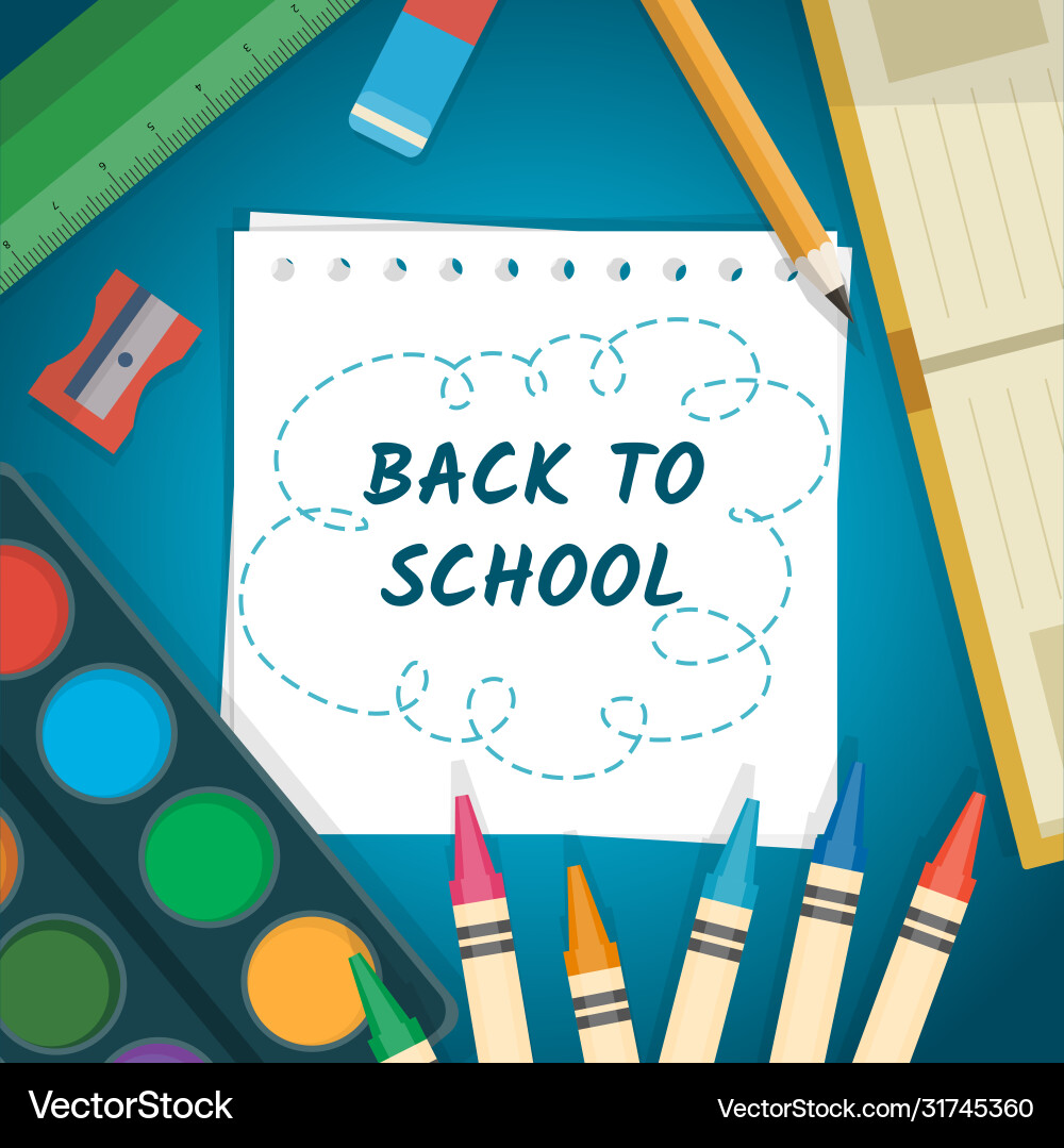 Back to school background with colored pencils Vector Image