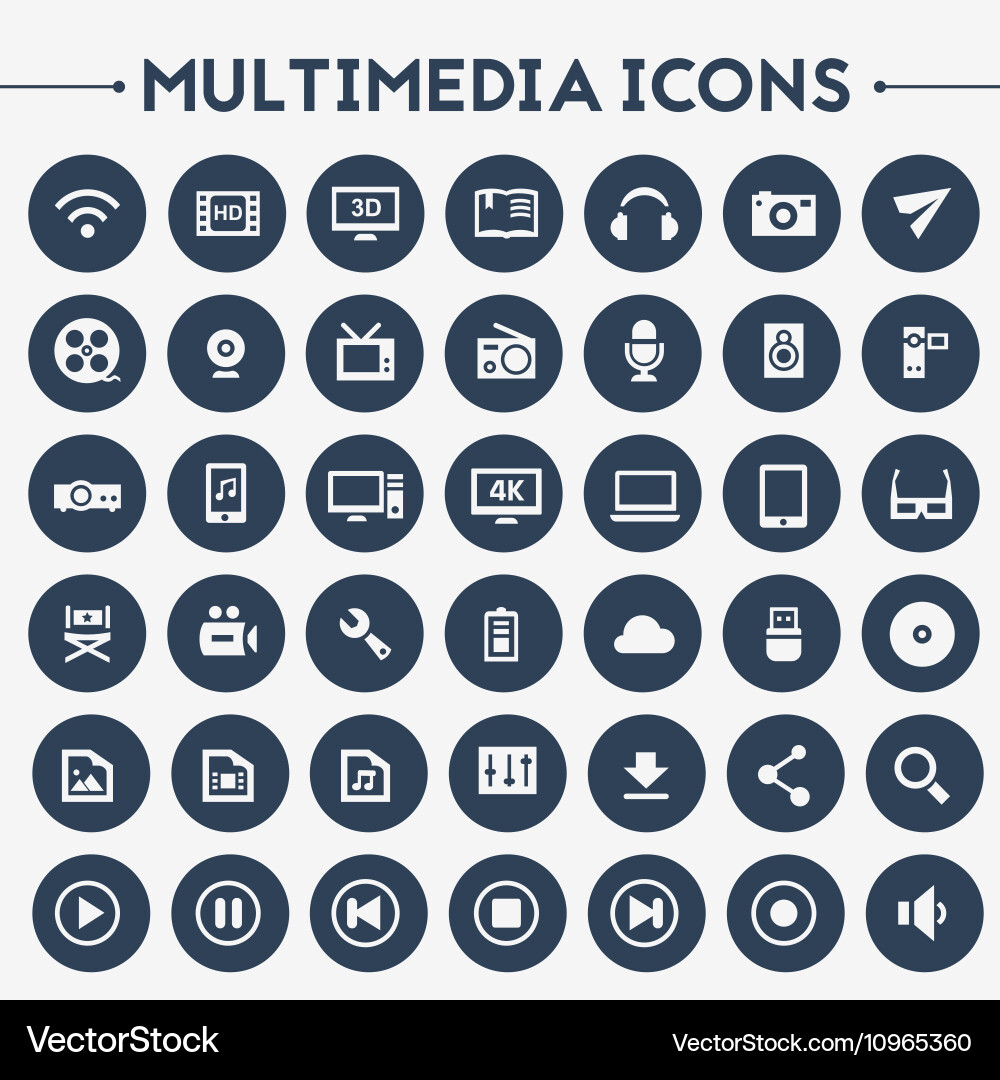 Big multimedia icon set Royalty Free Vector Image