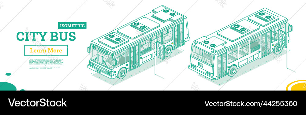 City bus isometric outline concept Royalty Free Vector Image