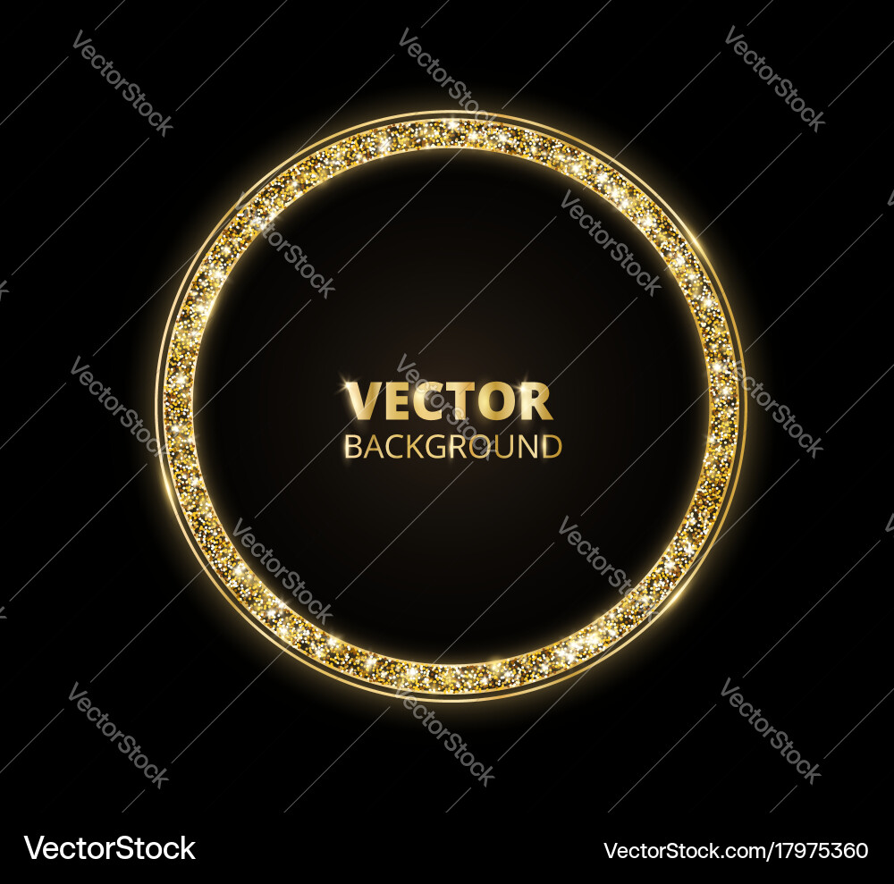 Golden sparkle background glitter circle frame Vector Image