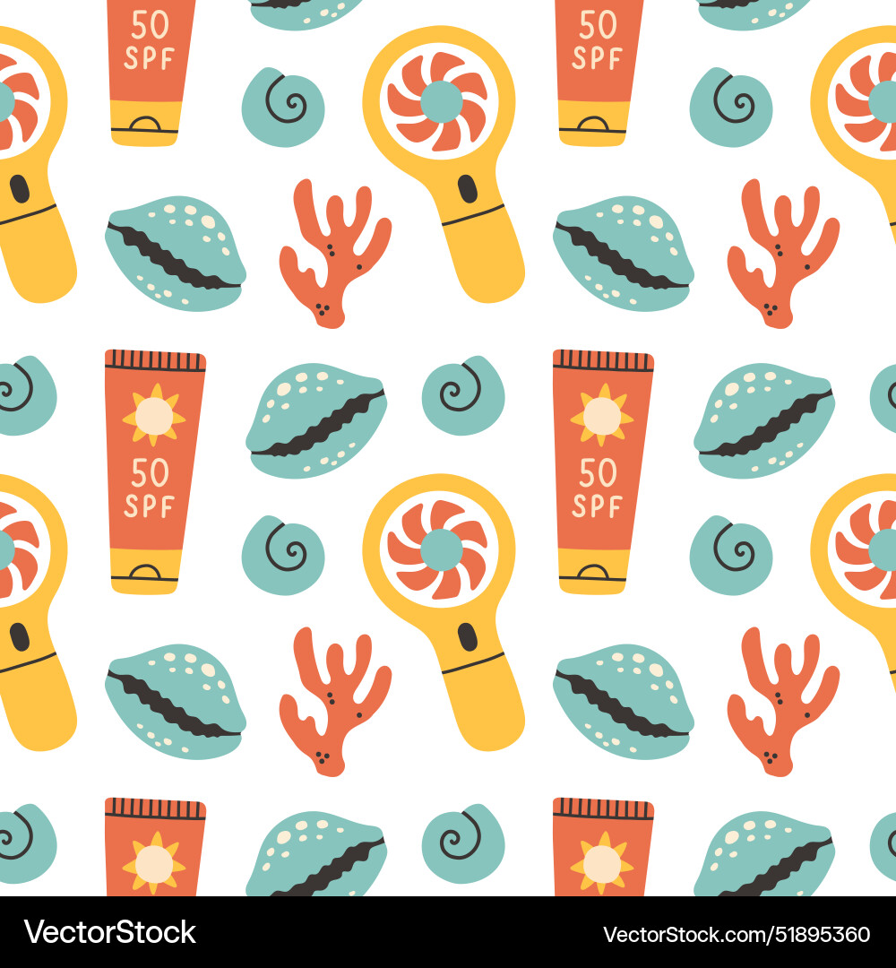 Hand drawn summer pattern seamless Royalty Free Vector Image
