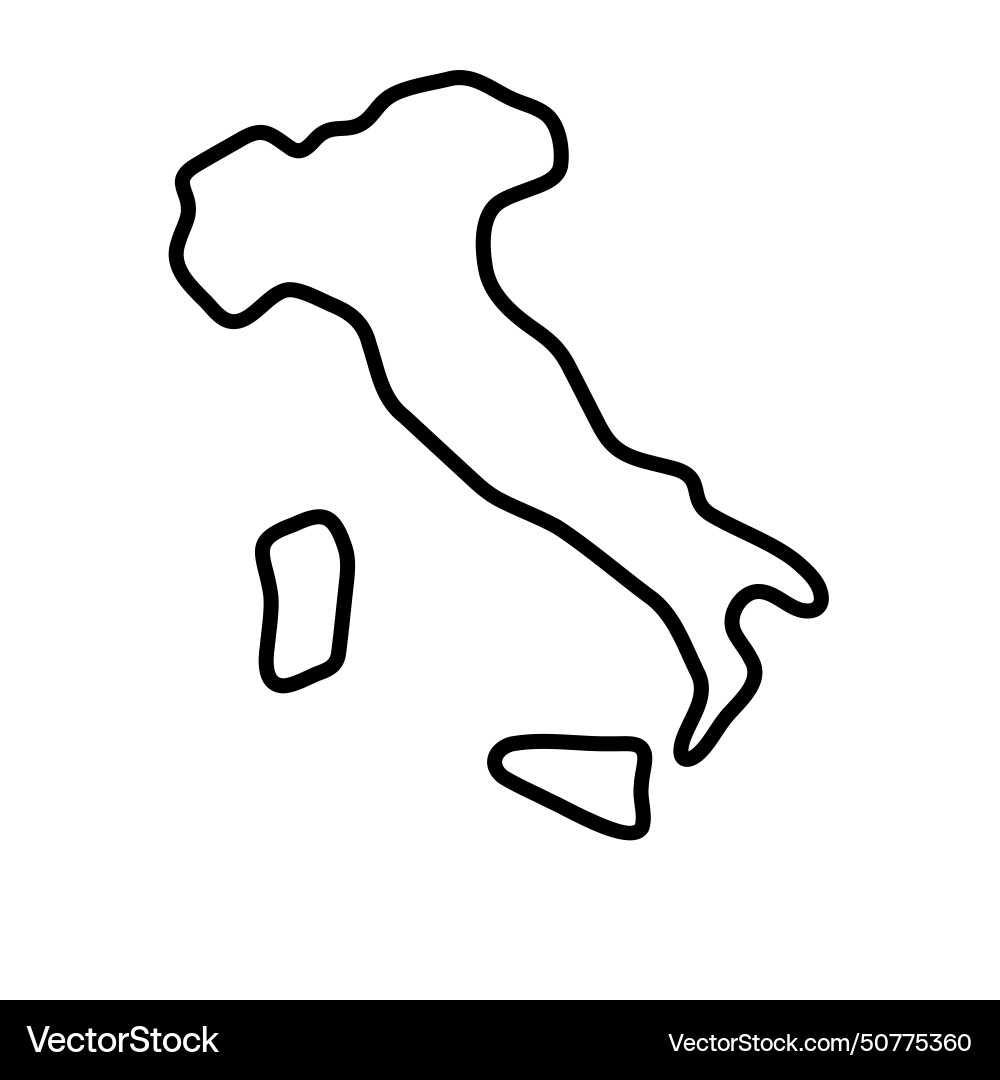 Italy simplified outline map Royalty Free Vector Image