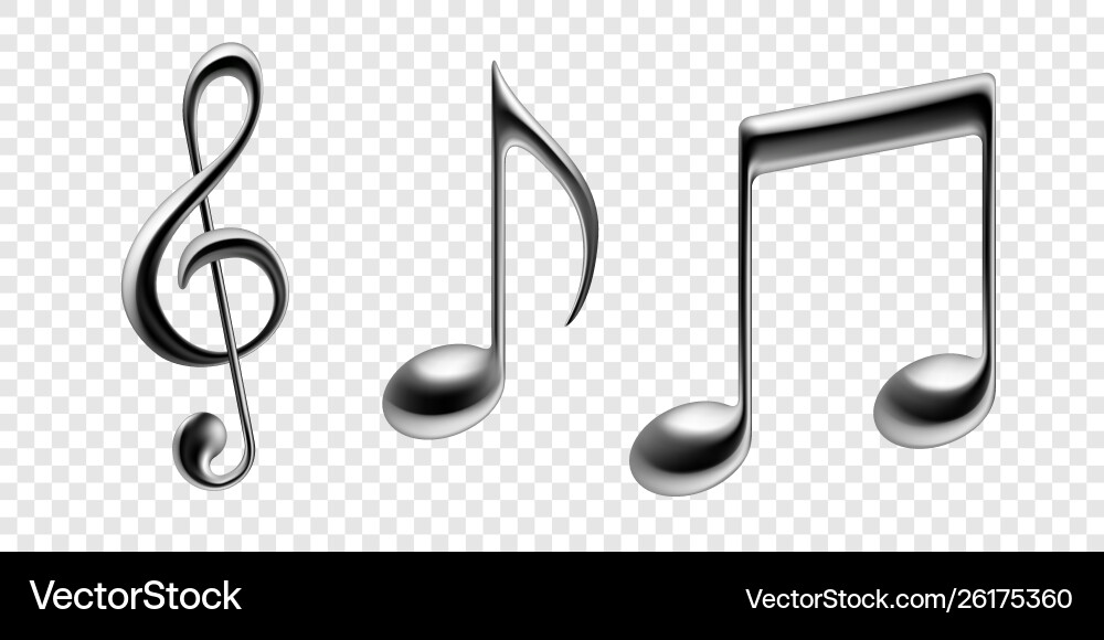 Music notes metallic isolated icons Royalty Free Vector