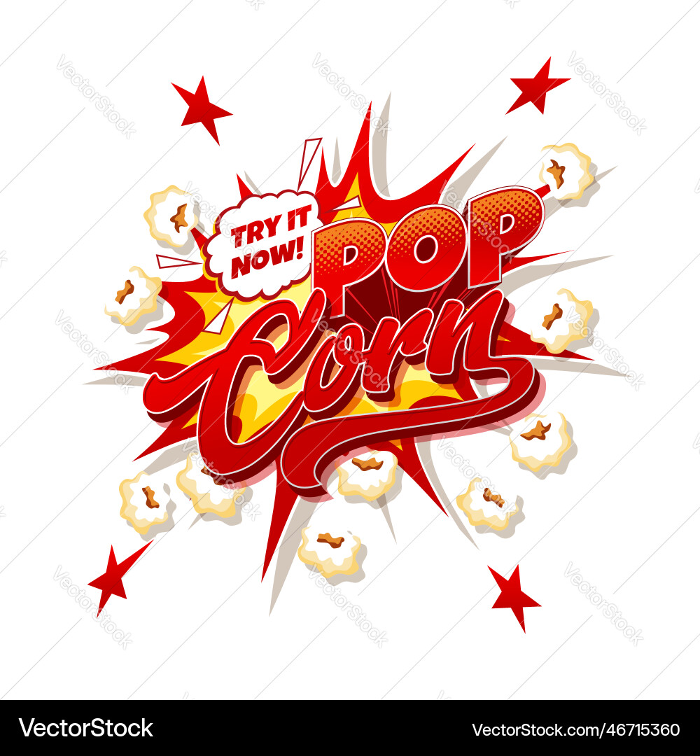 Popcorn snack explosion pop corn meal burst Vector Image