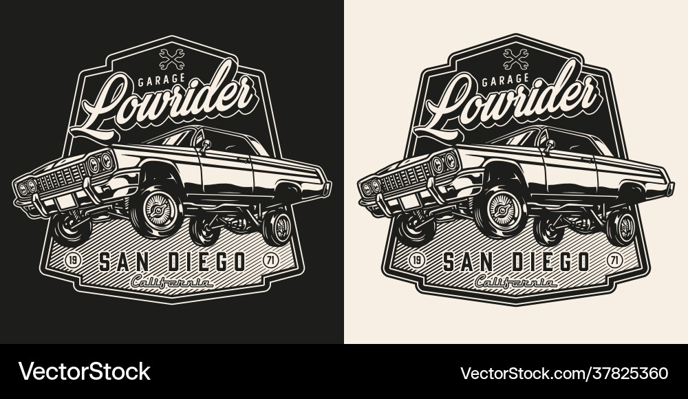 Retro Lowrider Garage Print Royalty Free Vector Image