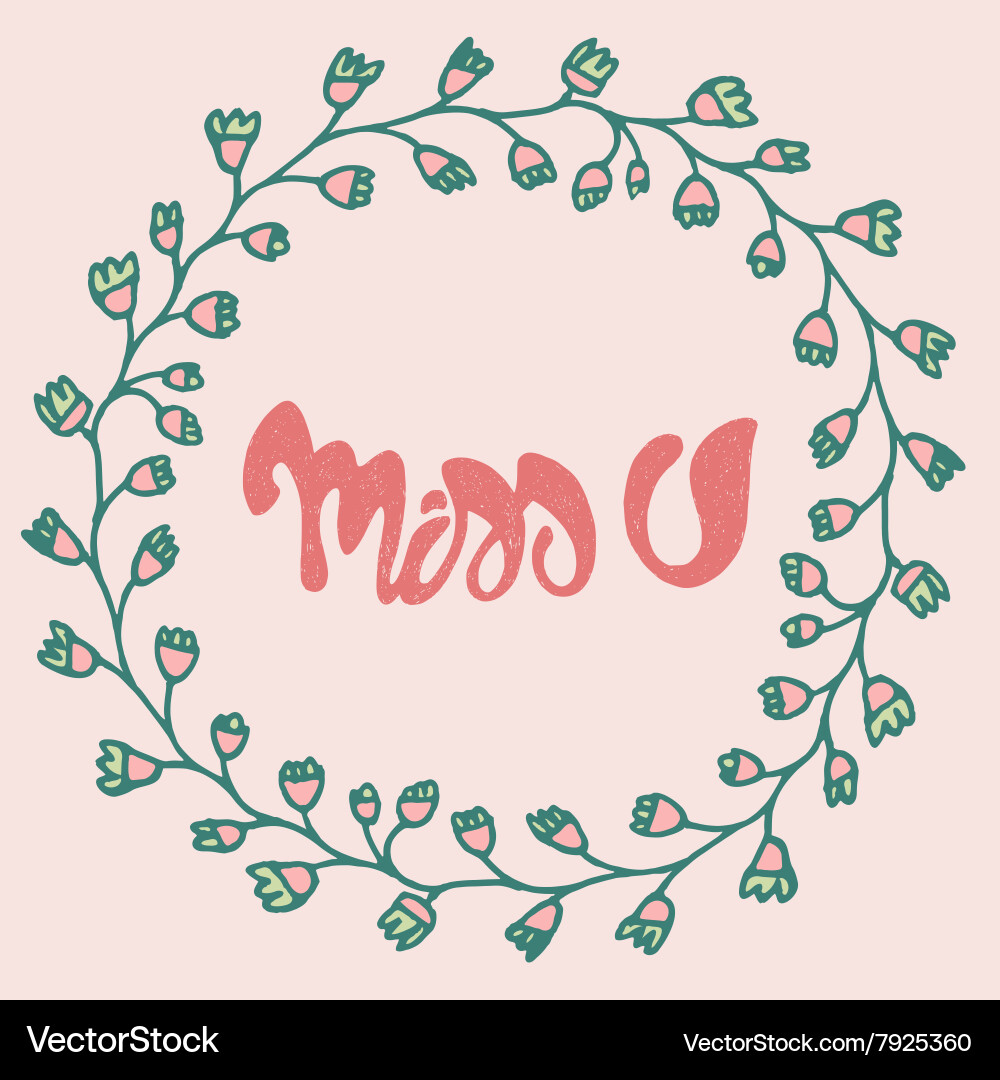 Romantic miss you card Royalty Free Vector Image