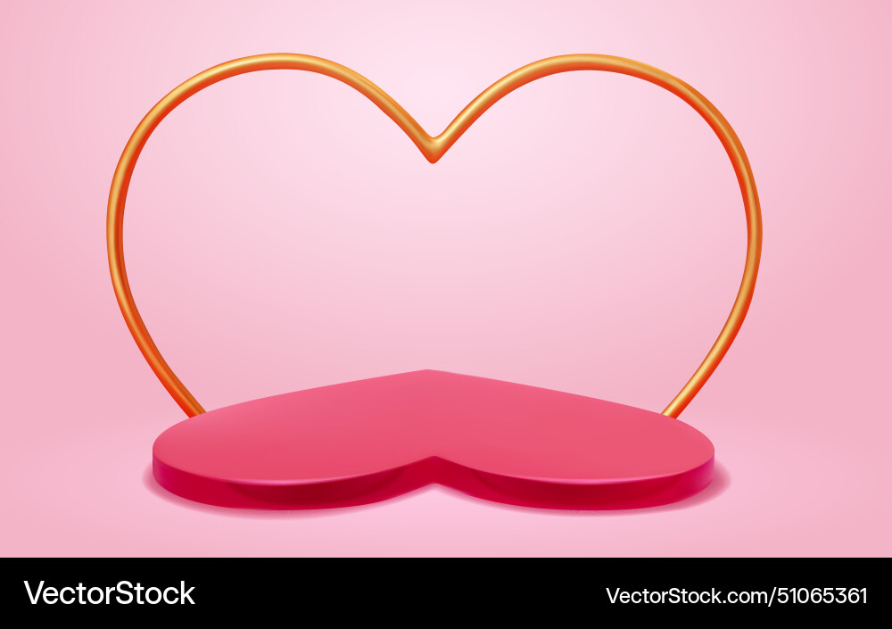 3d heart shaped podium and frame Royalty Free Vector Image